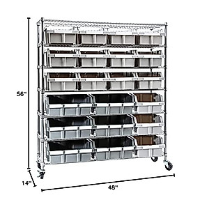 Seville Classics Heavy Duty NSF Bin Rack Solid Steel Wire Shelving Storage Unit, Patented Organizer for Garage, Warehouse, Office, Restaurant, Classroom, Kitchen, Gray, Includes 21 Bins