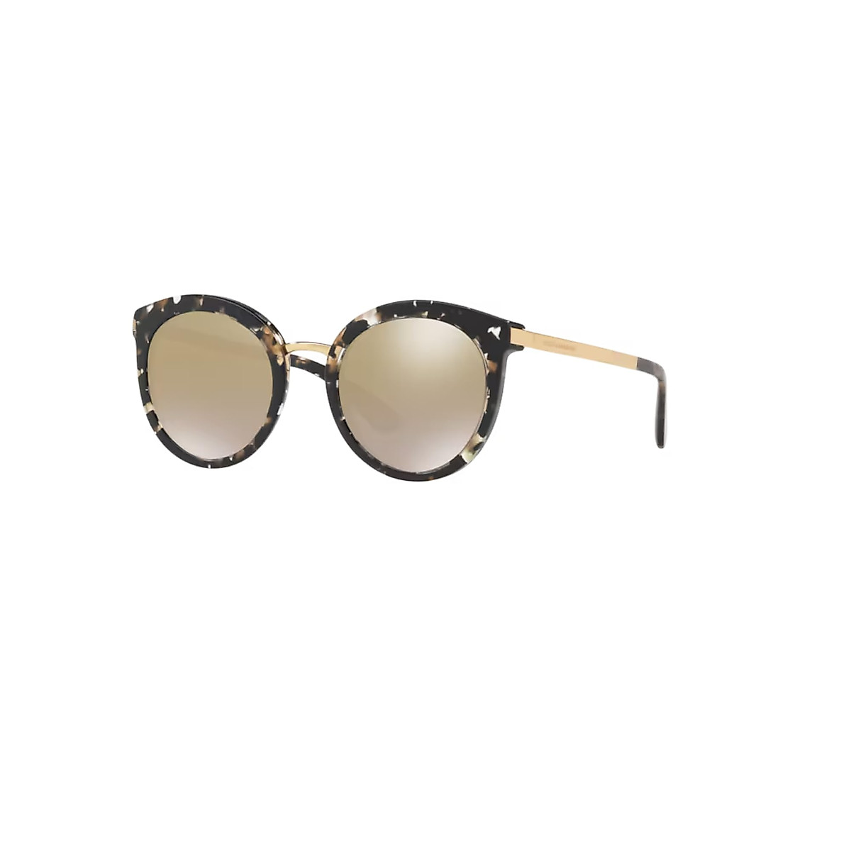 Dolce & Gabbana DG4268 911/6E 52M Cube Black/Gold/Gradient Light Brown Mirror Gold Round Sunglasses For Women+ BUNDLE with Designer iWear Eyewear Kit