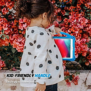 ProCase Kid Case for iPad 9.7 6th 5th 2017 2018/ iPad Air 2 Air 1/ iPad Pro 9.7 2016 for Boys Girls, Shockproof Lightweight Rugged Cover Full Protective Case with Handle Kickstand -Blue