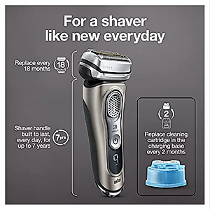 Braun Electric Razor for Men, Waterproof Foil Shaver, Series 9 9385cc, Wet & Dry Shave, With Pop-Up Beard Trimmer for Grooming, Clean & Charge SmartCare Center and Leather Travel Case, Black