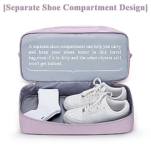 Travel Duffel Bag with Shoes Compartment, Weekender Overnight Bag for Women,Carry on Personal Item