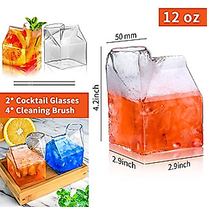SuproBarware Cocktail Glasses 12oz 360ml Set of 2 Lead-Free Martini Glasses Whiskey Glasses Creative Milk Box Shape Glasses for Cocktail CGMK-2 (Set of 2)