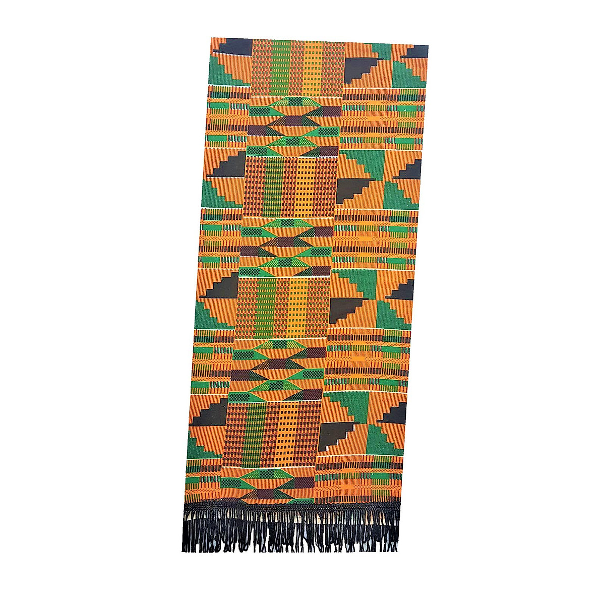 Decora Apparel African Clothes for Men Cotton Scarf, Graduation Stole, African Head Scarf Kente Fabric 5.5X60 Orange GoldP03