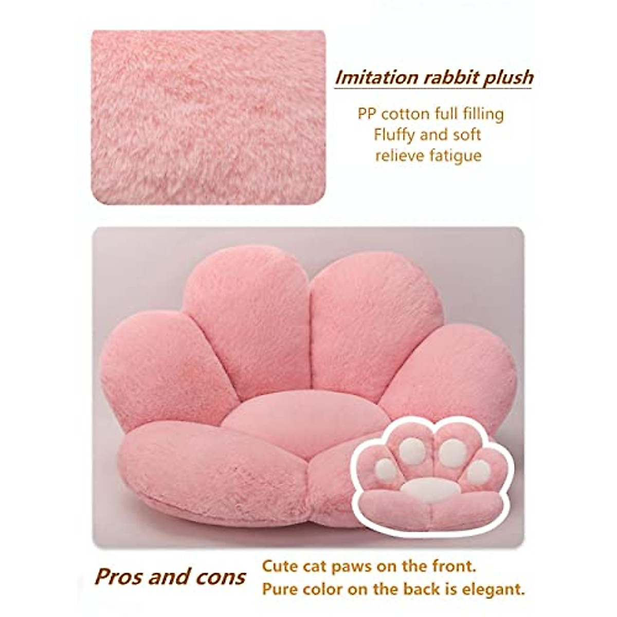 LeCas, Cat Paw Cushion Cute Seat Cushion Lazy Sofa Office Chair Cushion Bear Paw Warm Skin-Friendly Floor Mat Plush Seat Pad for Comfortable and Health (27.6x23.6 in, Black), Heart-shaped Black