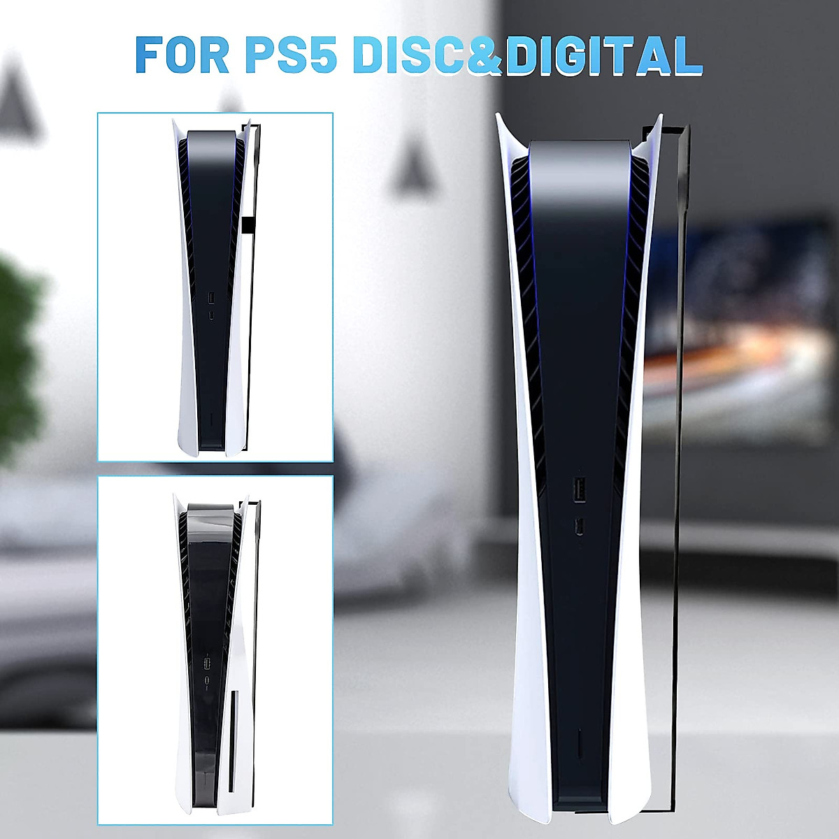 Allnice PS5 Wall Mount, Wall Bracket for PlayStation 5 (Disc and Digital Edition) Sturdy Steel PS5 Playstation 5 Wall Mount Bracket with Controller Holder & Headphone Hanger Screws Sponge (Black)