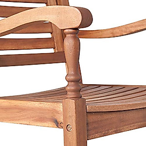 Walker Edison Montego Traditional Acacia Wood Slat Back Patio Rocking Chair, 42 Inch, Brown & Furinno FG18506 Tioman Hardwood Patio Furniture Outdoor End Table, Natural