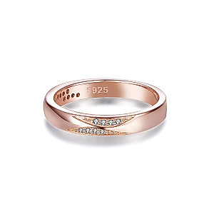 GW Women Silver Ring 925 Sterling Silver Band Rings for Women Retro Style Statement Rings in Size 5/6/7/8 (Rose-gold, 6)