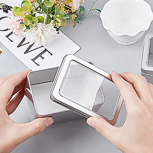 SUPERFINDINGS about 6PCS Tinplate Storage Boxes Empty Storage Tins Case Rectangle Containers with Large Clear Window for Candles, Candies, Gifts