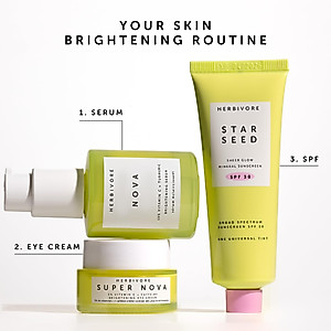 HERBIVORE Nova Brightening Serum for Face – 15% Vitamin C + Turmeric to Visibly Improve the Look of Dark Spots and Even Skin Tone, Plant-based, Vegan, Cruelty-free, 30mL /1 oz