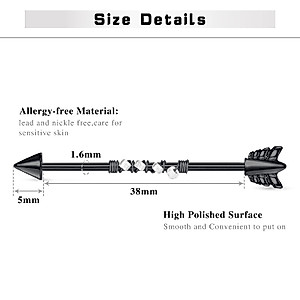 Mayhoop 14G Stainless Steel Industrial Barbell Earring Cartilage Body Piercing Jewelry 38mm 1&1/2 Inch Industrial Piercing Bar