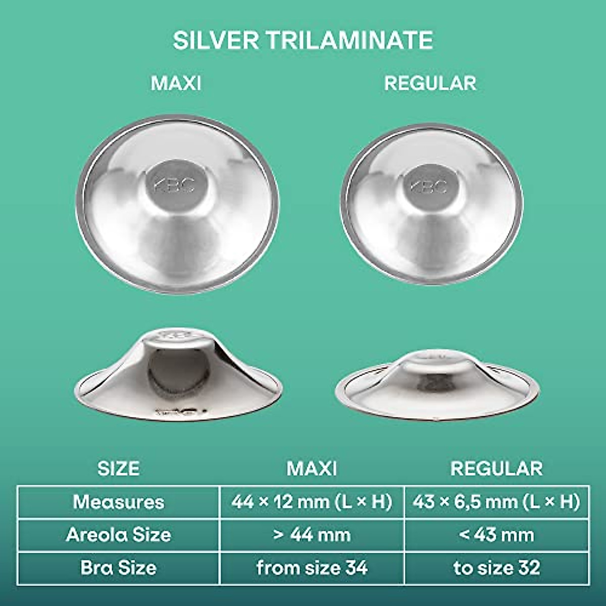 Koala Babycare The Original Silver Nursing Cups - Nipple Shields for Nursing Newborn -Breastfeeding Essentials - Protect and Soothe - Tri-Laminate Silver - Standard Size