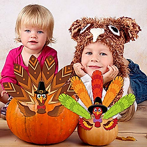 Konsait Thanksgiving Pumpkin Turkey Making Kit, Thanksgiving Turkey Craft for Kids, 6 Turkeys Fall Decor, for Give Thanks Thanksgiving Party Fall Turkey Craft Thanksgiving Party Games Accessories