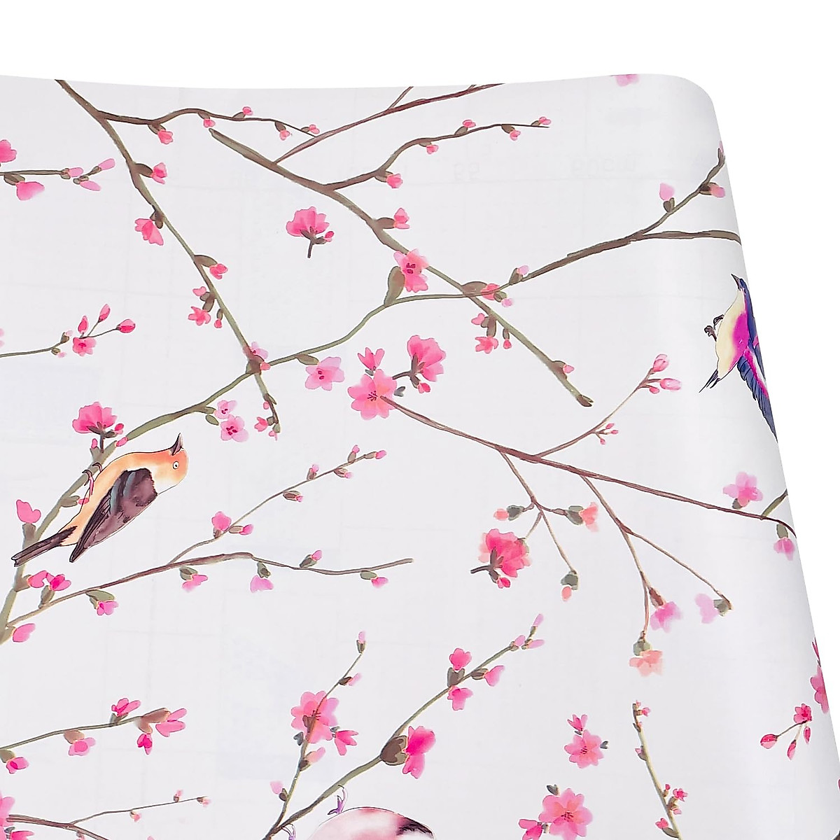 Yifely Peel & Stick Shelf Liner Removable Shelving Paper for Covering Apartment Old Nightstand Closet, Peach Birds, 17.7 Inch by 9.8 Feet