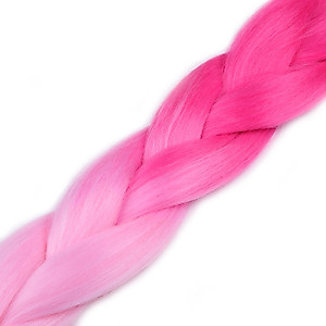 Ombre Braiding Hair (Pink/Light Pink)3pcs Jumbo Braiding Hair Extension For Box Braids Twist 24 Inch Hot Water Seal Real Soft