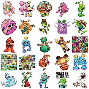 My Monster Singing Stickers for Mobile Phone Laptop Luggage Skateboard Box Tank Bucket Art Stickers Gifts for Your Kids Friends Lovers and Family On Christmas Children's Day