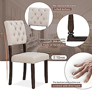 BIADNBZ 6-Piece Wooden Kitchen Dining Room Table Set with Upholstered Button Tufted Chairs & Bench, for Living Room Restaurant Furniture, Espresso