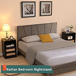 Yoobure Black Nightstand with Charging Station, Bed Side Table/Night Stand with Drawers, Modern Nightstands with USB Ports & Outlets for Bedroom, Living Room, Home Office