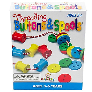 Kids Stuff The Original Toy Company Solid Hardwood Threading Buttons & Spools