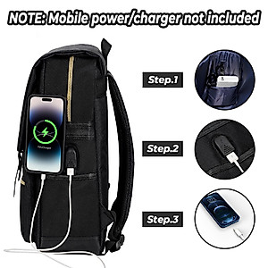 Ronyes Unisex College Bag Fits up to 15.6’’ Laptop Casual Rucksack Waterproof School Backpack Daypacks (AllBlackWithUSB)