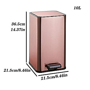 DYPASA Garbage Can 10L Modern Stylish Stainless Steel Trash Can with Lid Call That Toilet Feasible Kitchen Foot-Operated Garbage Can Large Capacity Trash Bin (Color : Gold)