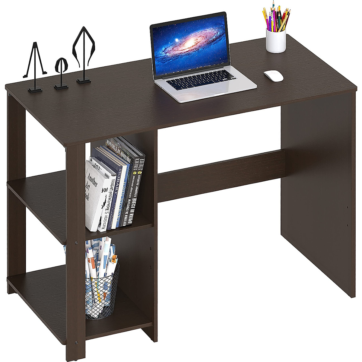 SHW Home Office Computer Desk with Shelves, Espresso