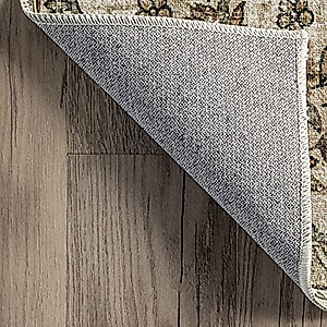 nuLOOM Paisley Machine Washable Faded Floral Border Medallion Accent Rug, 3' x 5', Beige