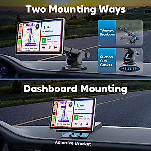 [Upgrade] Westods Wireless Apple Carplay & Android Auto with 2.5K Dash Cam, 1080P Backup Camera, Portable 7" HD IPS Screen for Car, GPS Navigation, Bluetooth, AirPlay, MirrorCast, AUX/FM Transmitter