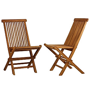 Bare Decor Vega Golden Teak Wood Outdoor Folding Chair (Set of 2)