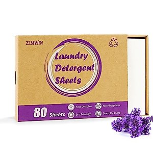 Zimwin Laundry Detergent Sheets, 80 Sheets Lavender Scent Laundry Soap Sheets - Eco-Friendly Hypoallergenic Liquidless Washing Supplies for Dorm Travel Camping - 80 Loads