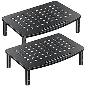 Zimilar 2 Pack Monitor Stands Risers, 3 Height Adjustable Monitor Riser for Laptop, Printer, iMac, PC, Premium Metal Monitor Stand Riser for 2 Monitors