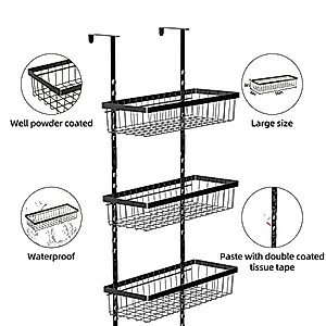 Over The Door Pantry Organizer 5 Tier,Pantry Organization and Storage,Heavy-Duty Metal Pantry Door Organizer with 5 Baskets,Adjustable Hooks for Doors Thickness Between 1.5 to 3 inch