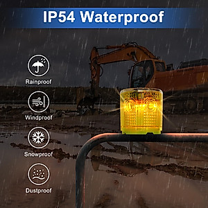 Aolyty Solar Strobe Warning Light Strong Magnetic Base Flashing Super Bright 360 Degree Automatically Turn On Waterproof for Construction Traffic Factory (Yellow)
