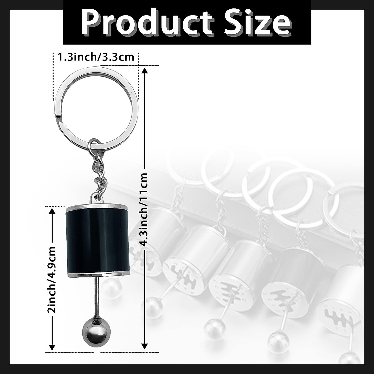 Auto Part Model Gearbox Keychain, Mini Gear Shift Stick Keyring, Cool Car Gear Shifter Keychain, Car Key Accessories (black)