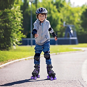 Kids Roller Skates for Girls, Purple Adjustable Rollerskates with Light Up Wheels for Big Kids Ages 6-12 7 8 9 10, Beginners Outdoor Sports, Best Birthday Gift for Kids