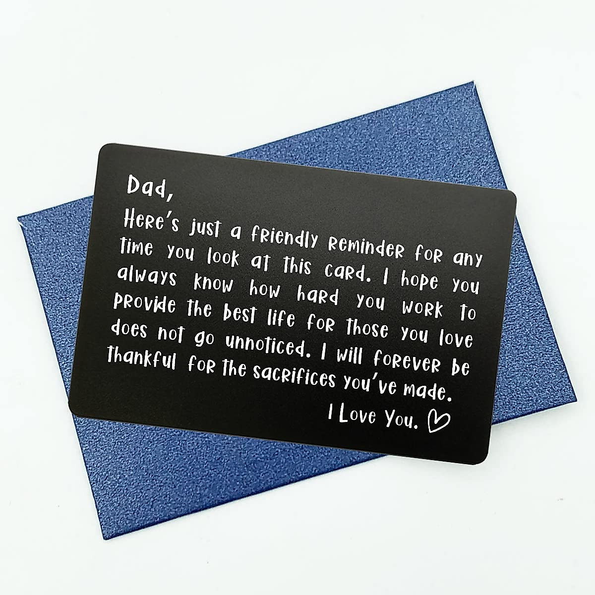 Father's Day Gift, Laser Engraved, Metal Card, Wallet Insert for Dad, Father's Day Gift for Dad from Daughter, Dad Gift from Son to Father, Dad Birthday Gift for Dad (Black)