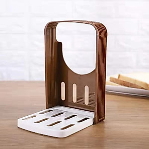Bread Slicer,Bread Slicer for Homemade,Bread Loaf Cutter Machine - Foldable Adjustable Brown Plastic Bread Machine，Kitchen Fittings be used for Sandwich Cutter toast Bagel Slicer