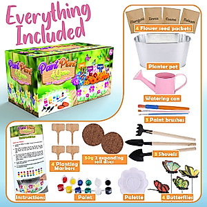 Climaxfy Flower Gardening Supplies for Kids - Growing Plants & Seeds Accessories Set Pots Indoor Garden Science STEM Toys Gift Crafts Birthday Arts Kits Ages 4 5 6 7 8-12 Year Old Boys Girls