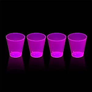 Party Essentials Hard Plastic 2-Ounce Shot Glasses, Neon Pink, 60 Count