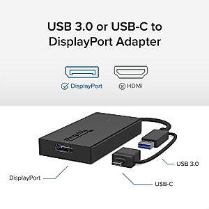 Plugable USB to DisplayPort Adapter. Connect one or More to Any Mac or Windows System to add Extra displays up to 1920x1080 60hz. USB C and A
