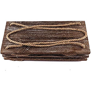 TIMEYARD Decorative Wall Hanging Shelf, 3 Tier Distressed Wood Jute Rope Floating Shelves, Rustic Home Wall Décor