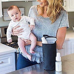 J.L. Childress Breastmilk Cooler Bag - Ice Pack Included - Insulated & Leak Proof Newborn Bottle Bag - Fits 1-2 Bottles - Bottle Bag for Daycare - Breastmilk Cooler Bag for Travel - Black