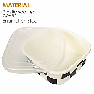 Enamel on Steel Food Storage Container with Lid (0.6, Square, 1, OLYTARU-Container-001)