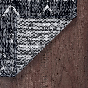 Charcoal Jute Large Water Resistant Indoor Outdoor Rug 8x10 for Entryway Patio Deck Garden Outside Porch Hallway Entry Way Living Room Bedroom Carpet Alfombras para Exteriores