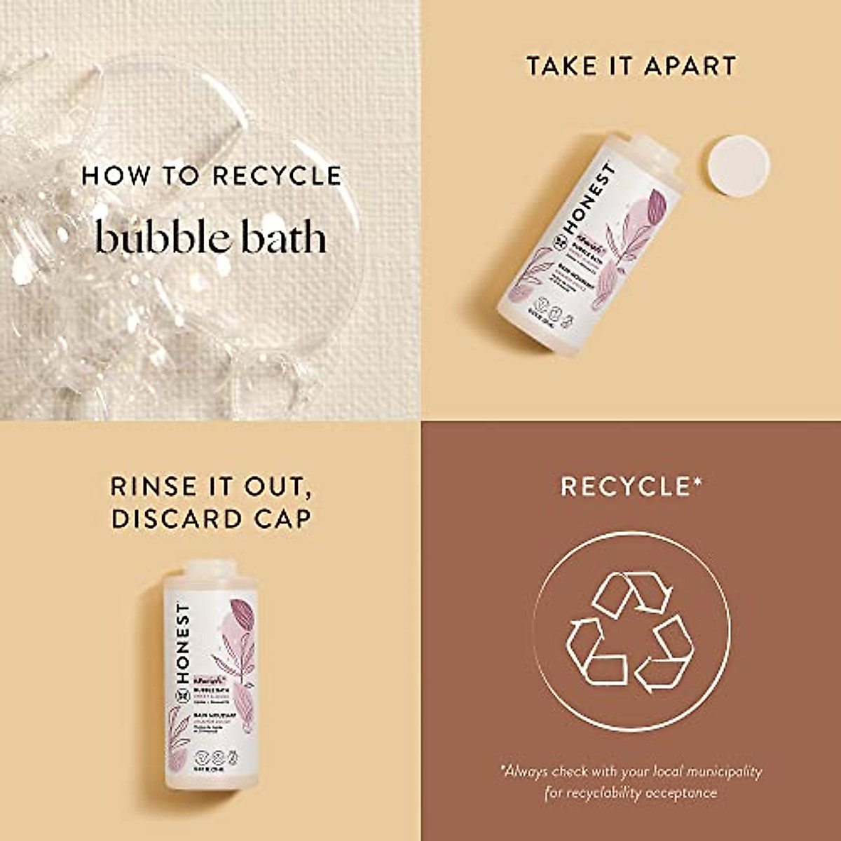 The Honest Company Foaming Bubble Bath , Gentle for Baby , Naturally Derived, Tear-free, Hypoallergenic , Sweet Almond Nourish, 12 fl oz