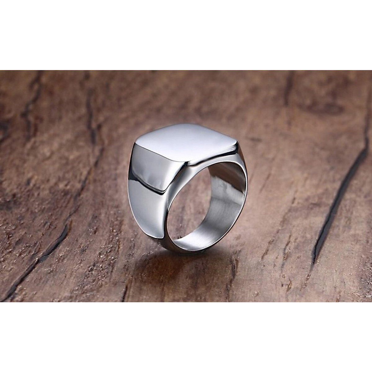 enhong Mens Rings Stainless Steel Square Signet Rings for Men,Silver Pinky Thumb Ring for Dad Father Jewelry Gift for Him,Men's Ring for Boys Size 9