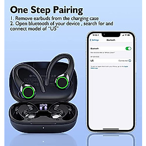 Wireless Earbuds Bluetooth 5.2 Wireless Sports Bluetooth Earphones in Over Ear Headphones with Earhooks Built-in Mic Headset for iPhone 14 Pro Max Android Running Outdoor Workout Sports