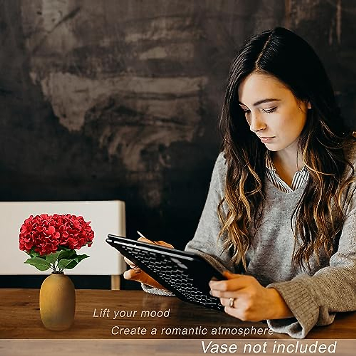 Softflame Artificial/Fake/Faux Flowers - Hydrangea Red 4PCS for Wedding, Home, Party, Restaurant