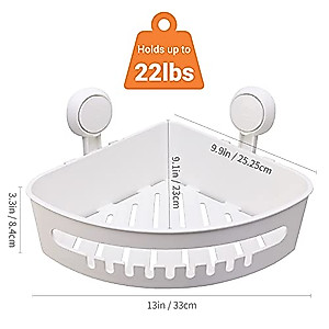 SWAMTIK Corner Shower Caddy with Soap Dish Suction Cup Shower Shelf for Shower Wall Corner Caddy No Drilling Shower Soap Holder for Bathroom Bathtub - White
