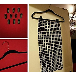 erioctry Plastic Hanger Clips- Black Slim-line Set 20 Pack Pants Hanger Clips, Strong Pinch Grip Clips for Use with Slim-line Clothes Hangers, Finger Clips for Velvet Hangers