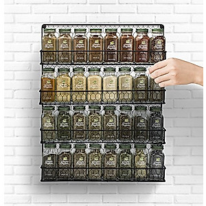 Sorbus Spice Rack Organizer [4 Tier] Country Rustic Chicken Herb Holder, Wall Mounted Storage Rack, Great for Storing Spices, Household Items and More (Black)